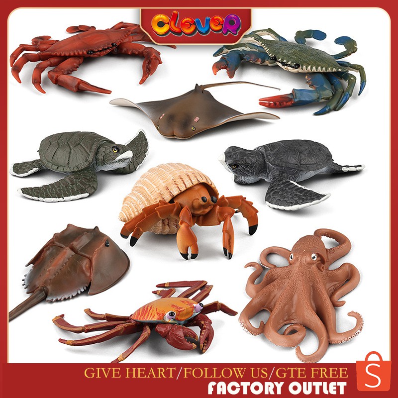 CLEVER Ocean Sea Life Simulation Model Toy Action Figure Turtle Crab ...