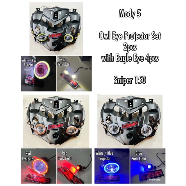 Mody 5 Owl Eye Projector set 2pcs with Eagle Eye 4pcs - Sniper150 ...