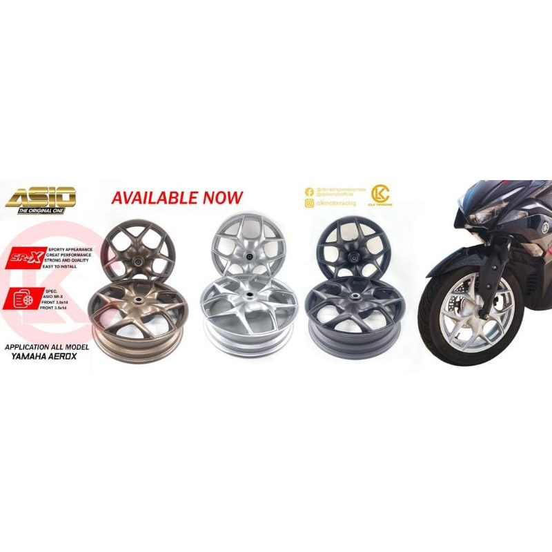 ASIO MAGS SR-X FOR AEROX 155 ( 3.0x14 / 3.5x14 ) | Shopee Philippines