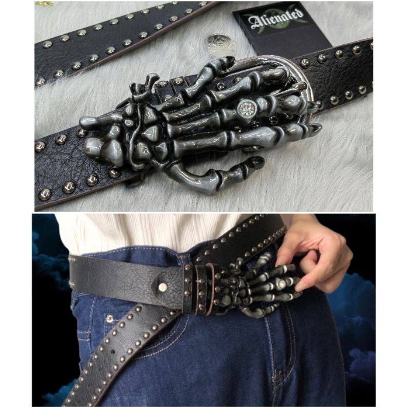 Alienated Shop | Skeleton Hand Punk Rock Leather Belt Gothic Grunge ...