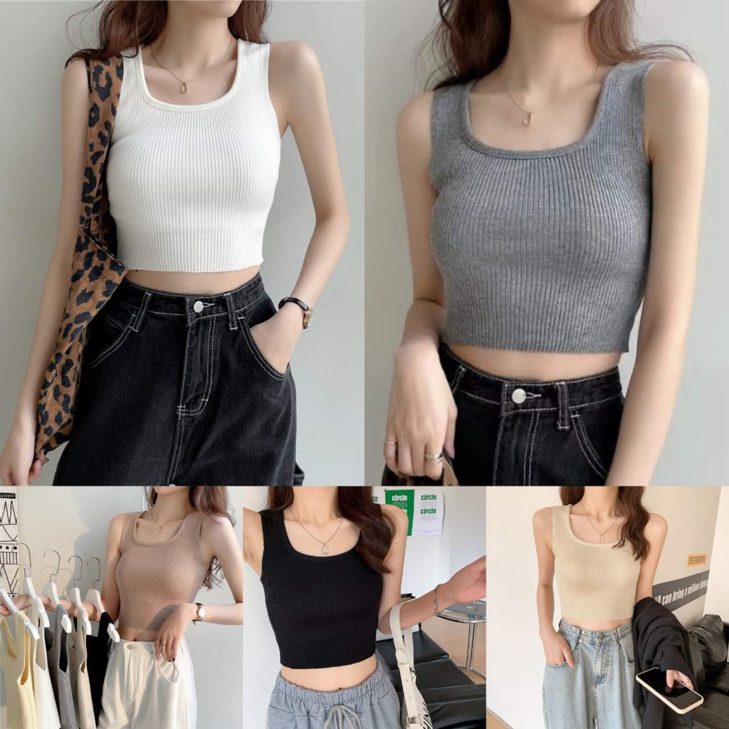 Women's Knitted Sexy Sleeveless Camisole tank top #6124 | Shopee ...