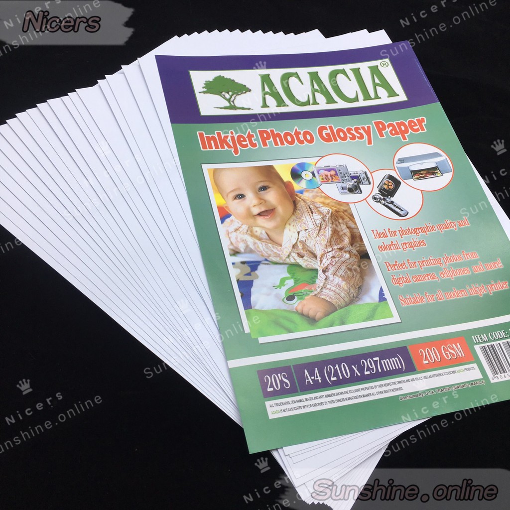 ACACIA Inkjet Photo Glossy Paper 20's (200gsm) | Shopee Philippines