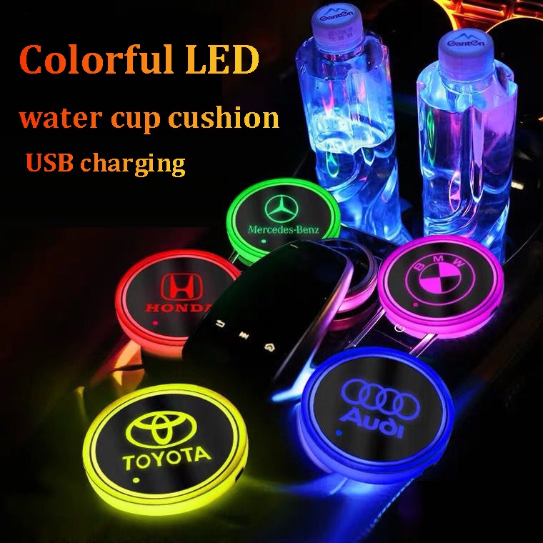 1 car led cup holders automotive interior lamp beverage holder non-slip ...