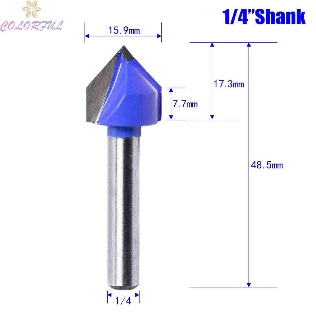 1pcs 1/4" Shank 90 Degree V Groove Template Router Bit - 5/8"x 17.3mm ...