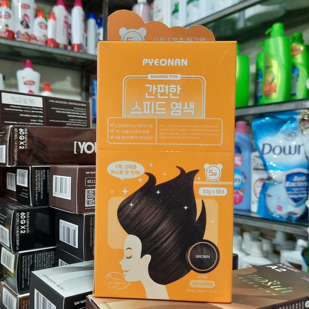 1 Box of 5 Packs of Korean Herbal Dyeing Pyeonan Hair Dye - Chocolate ...