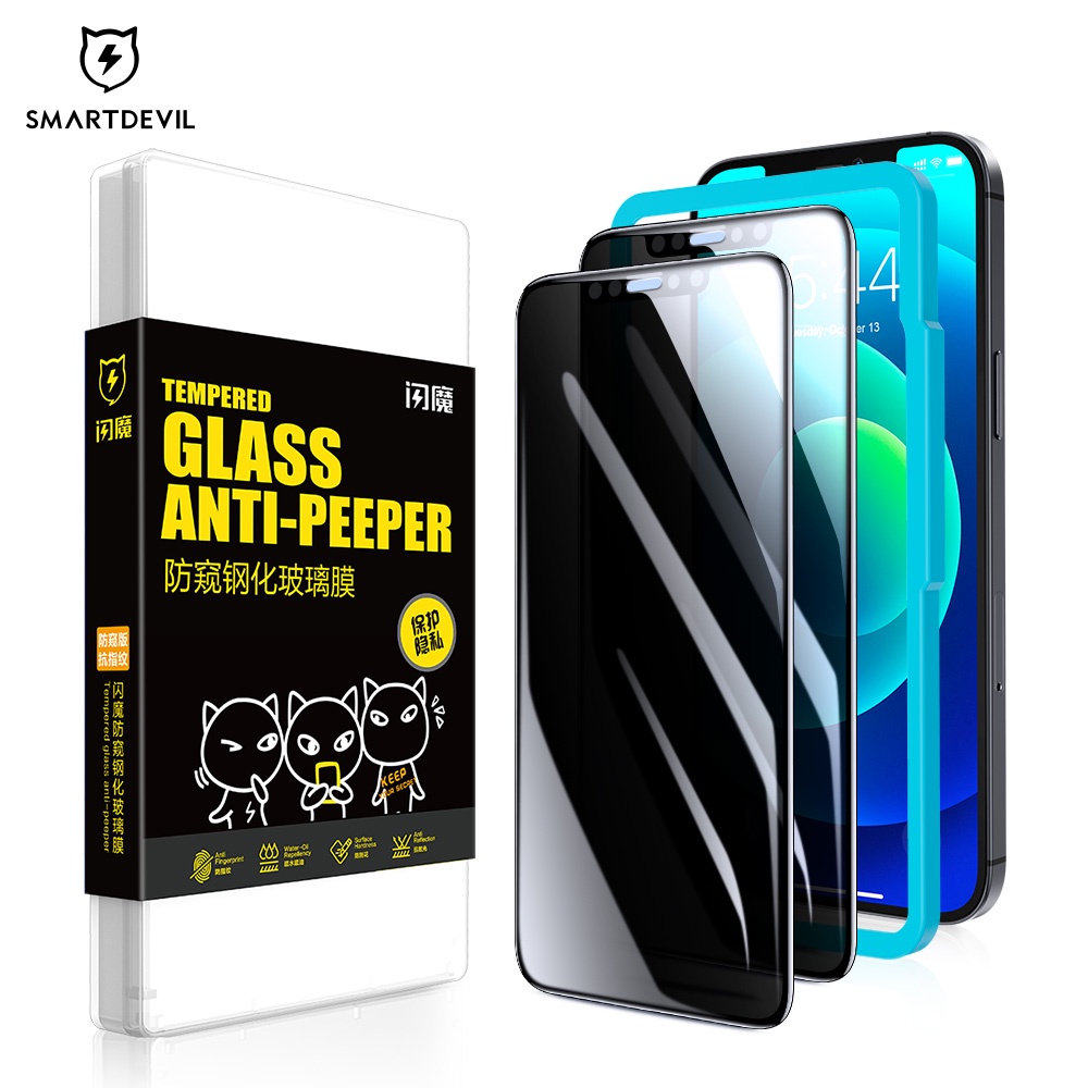 Smart Devil 9D Full Privacy Tempered Glass For Ip 14/13/12 Pro Max 13 ...