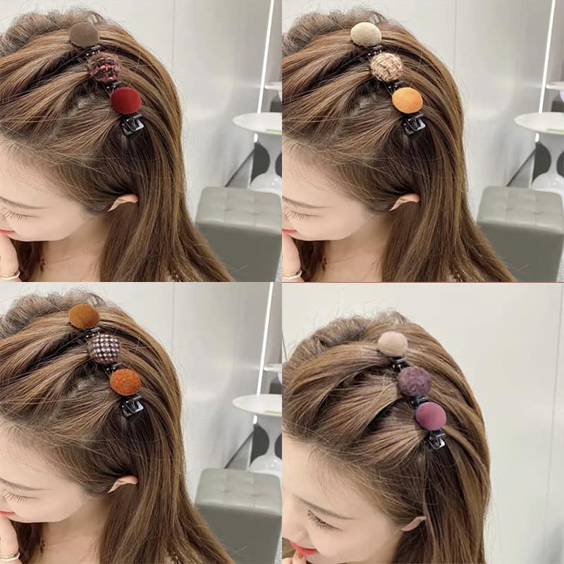 Braided Hair Clip Ball Twist Braid Side Double Layer Fringe Clip ...