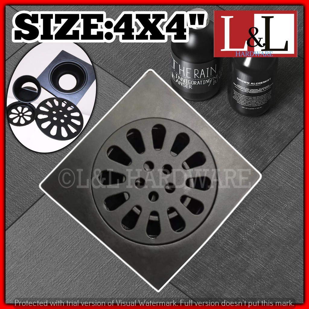 F-A059 Stainless Steel SUS304 Matte Black Bathroom Square Floor Drain ...