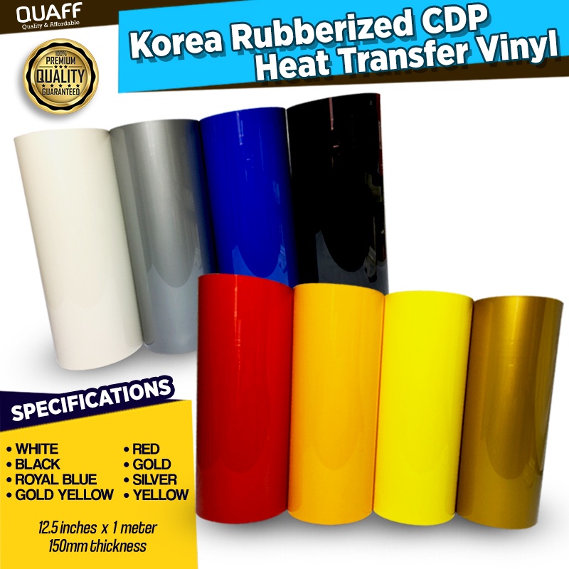 QUAFF CDP Rubberize Heat Transfer Vinyl for T-Shirt Design (1 Meter x ...