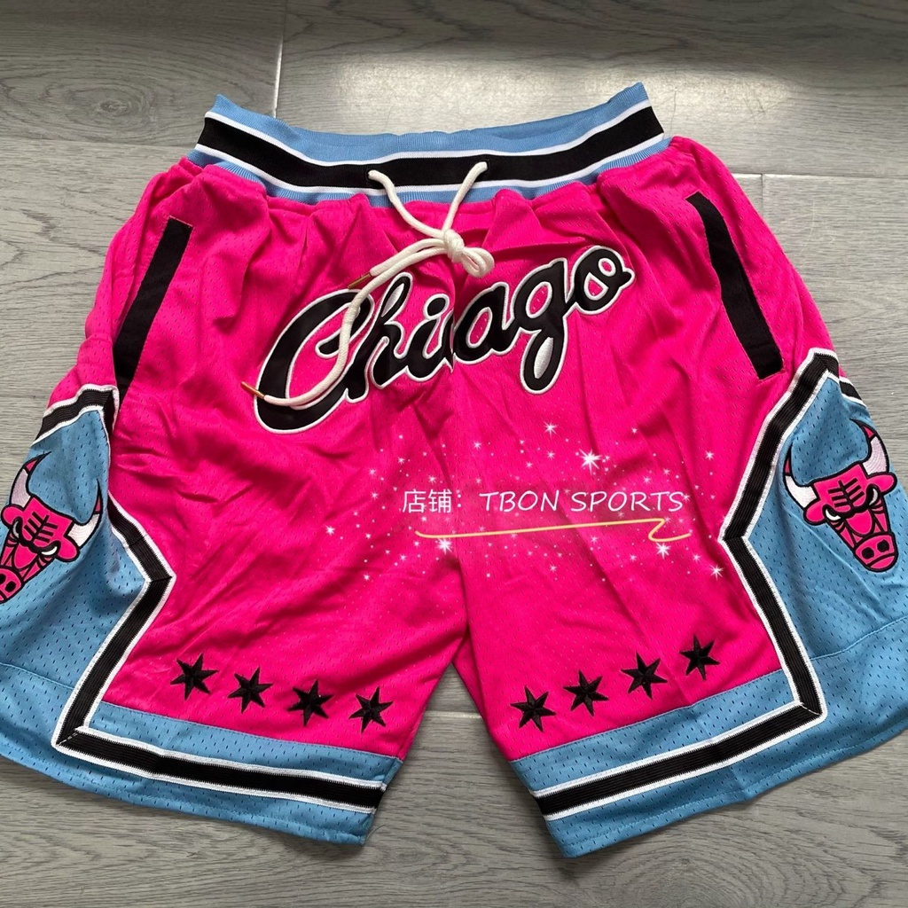 Chicago Bulls Retro Embroidered Pocket Edition Pink Basketball Pants ...