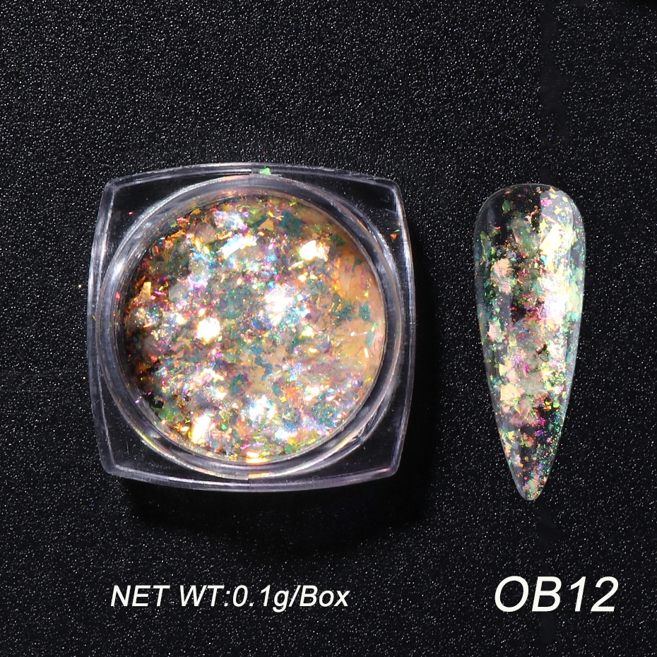 Opal Flakes Nail Powder Aurora Glitter Holographic Sequins Iridescent ...