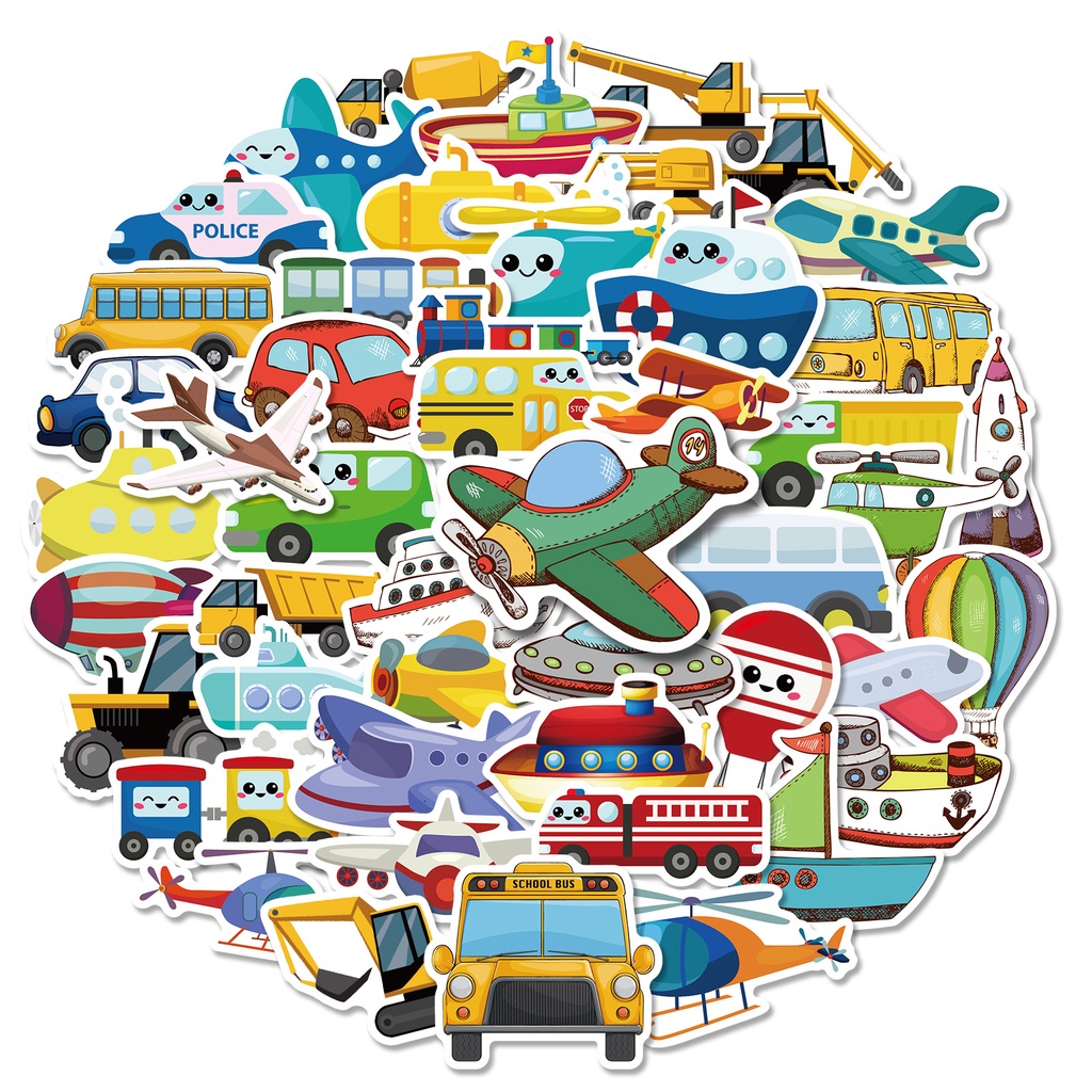 50 Pieces of Racing Car cartoon ferry Graffiti Stickers Waterproof ...