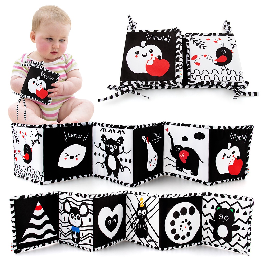 teytoy Black and White High Contrast Baby Book, Tummy Time Newborn Toy ...