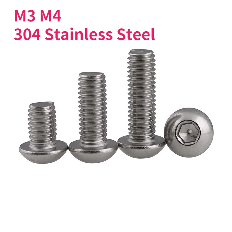 M3 M4 304 Stainless Steel Round Head Hex Hexagon Socket Screw Allen Bolt | Shopee Philippines
