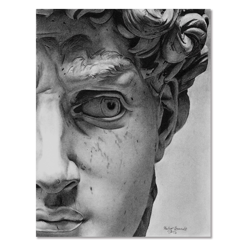 Retro Renaissance David Solid Sculpture Canvas Paintings Half A Face ...