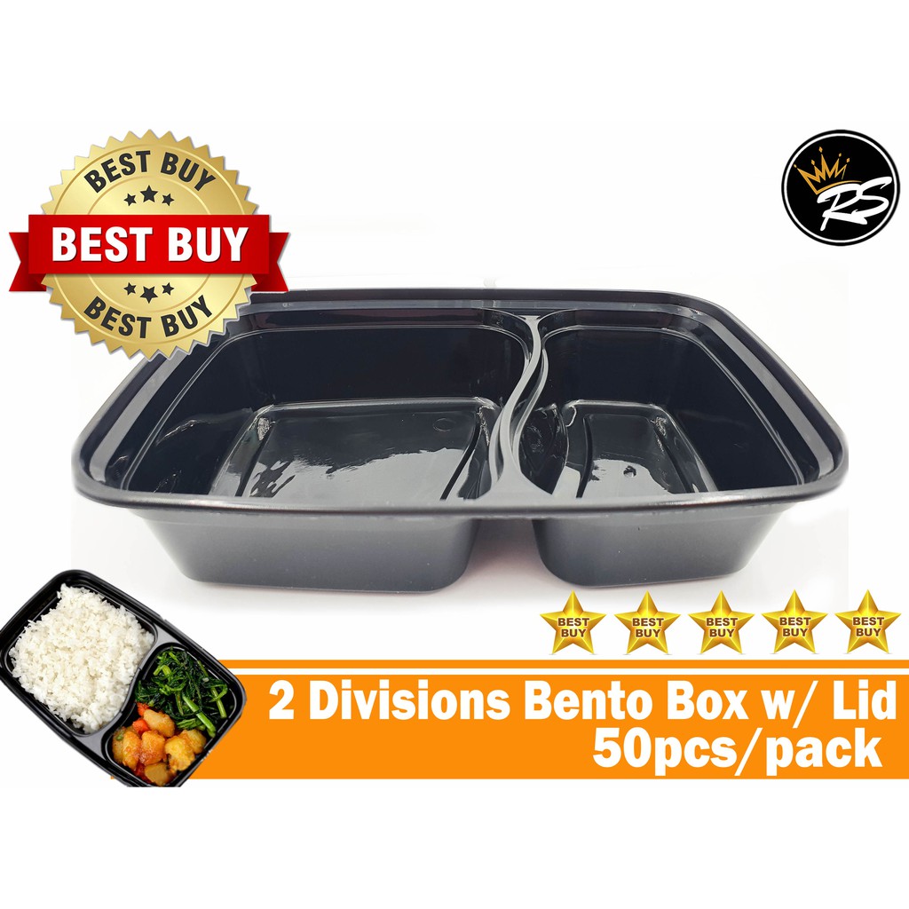 Royal Selection 50pcs Disposable Bento Box High Quality 1000ml 2 ...