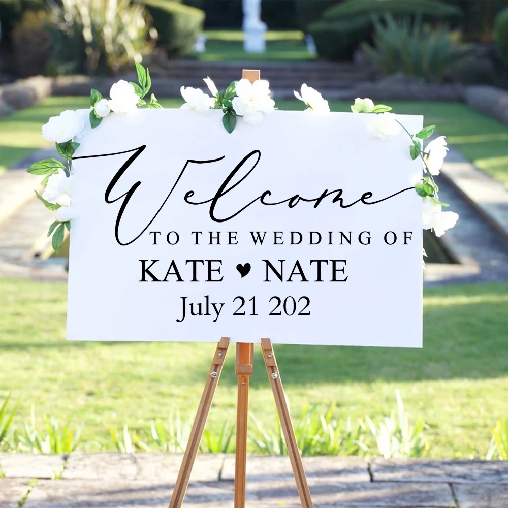 Wedding Welcome Vinyl Sticker Personalized Names And Date Wall Decal ...