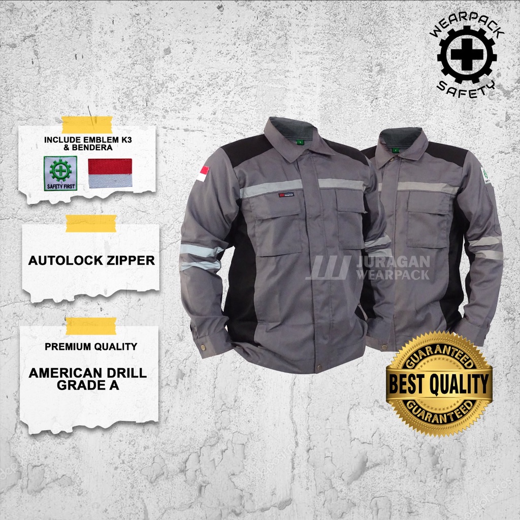 HITAM Long Sleeve Work Wearpack/Safety Wearpack Gray Black Combination ...