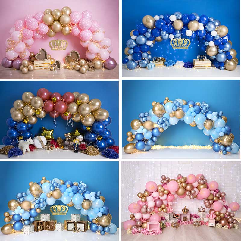 Little Prince Princess Pink Blue Balloons Party Backdrop For Baby ...