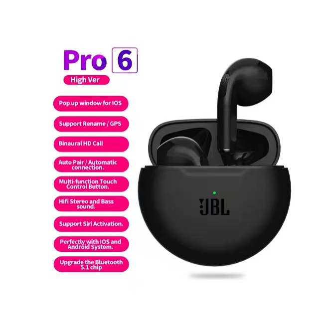 Pro6 Tws Bluetooth Earbuds Wireless Bluetooth Earphone Touch Control 9d
