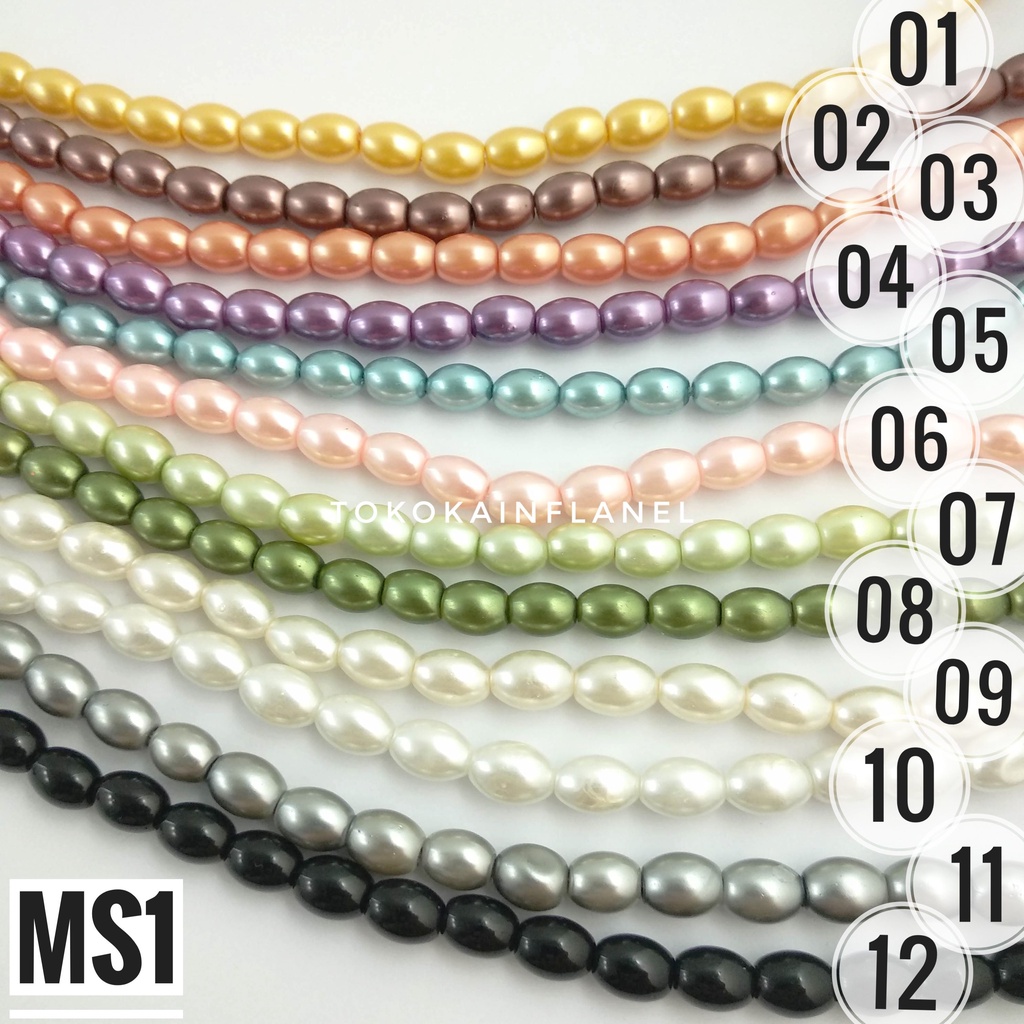 Oval Synthetic Pearl Size 6 (1 string 20cm Contents +/-26 Items) MS1 ...