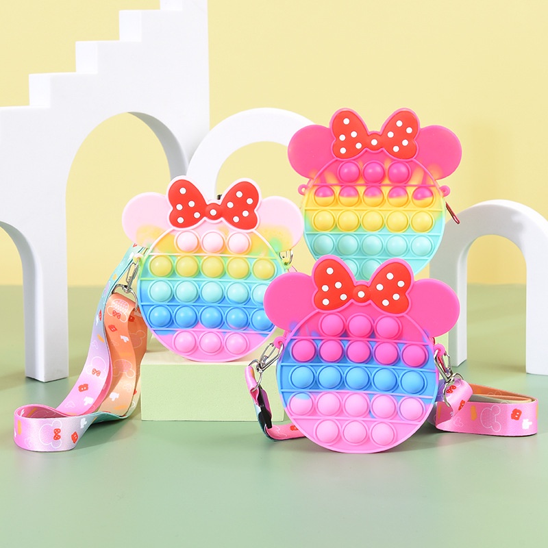 Pop It Bag Fidget Bubble Toys Coin Purse Girls Kids Mickey Mouse ...