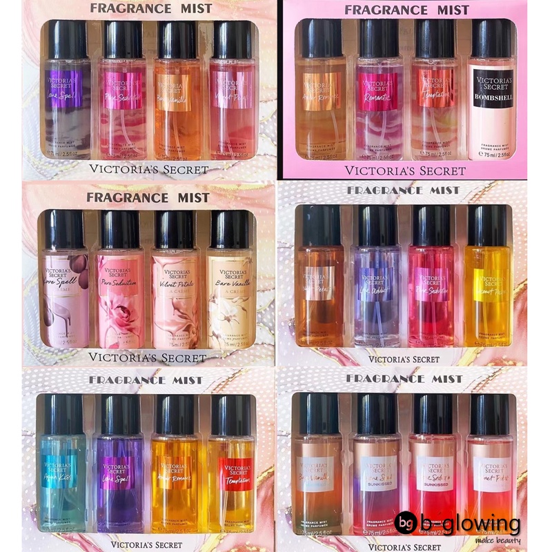 VICTORIA’S SECRET Perfume Fragrance Mist Pabango Set 4in1 75mL*4 With Gift Bag Bare Vanilla Lace ...