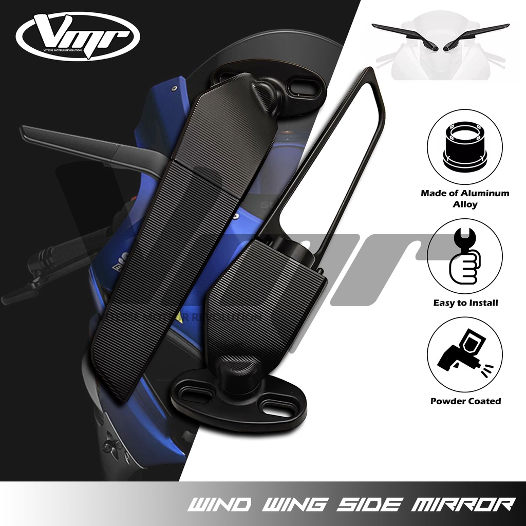 VMR Motorcycle Rearview Mirrors Stealth Wind Wing Adjustable Rotating ...