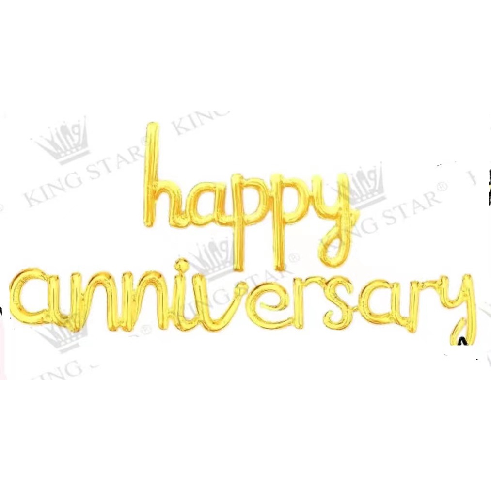 Happy Anniversary Cursive Letter Foil Balloon Set | Shopee Philippines
