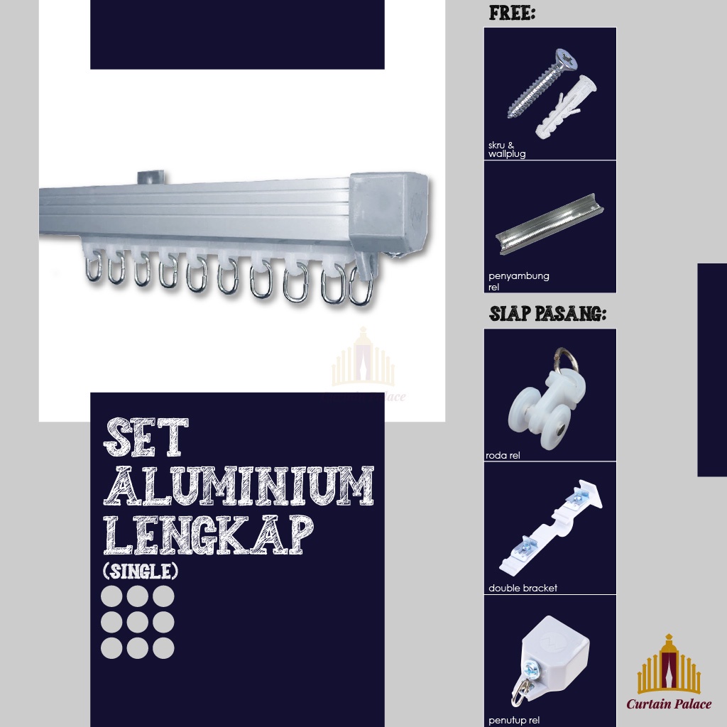 0.9mm Rel Langsir Aluminium Set Lengkap Jenis Single (0.9mm Aluminium ...