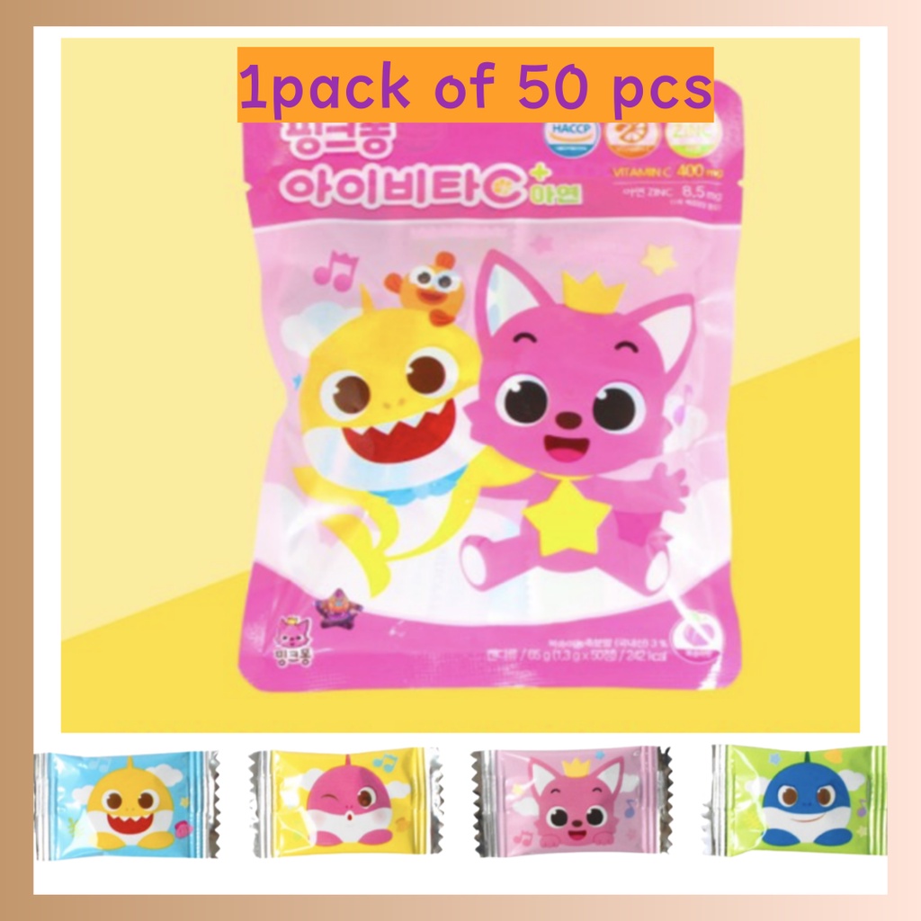 [READY] Pinkfong Korea Multi Vitamin Candy 50 pcs Pink Fong Baby Shark ...