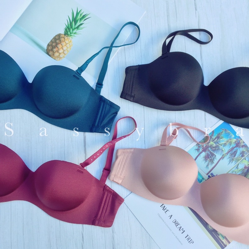 [sassybra] Thick Bubble Bra (2.5cm.)Underwear Women Half Breast Style Strapless Hidden Medium ...