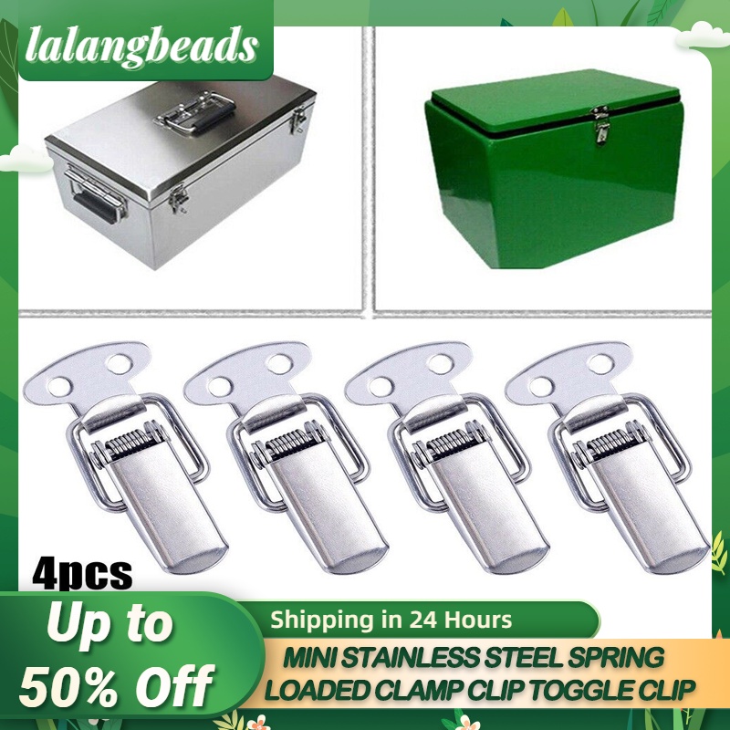 LABD 4PCS Mini Stainless Steel Spring Loaded Clamp Clip Case Box Latch ...