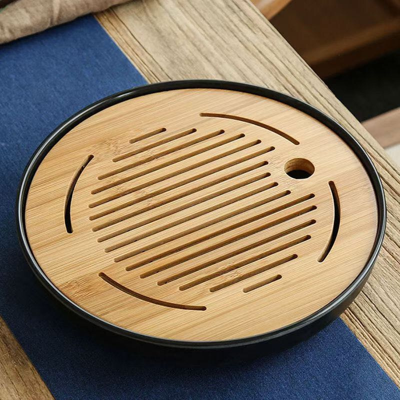 Japanese bamboo tea tray wooden tea tray / craft plain wood (small ...