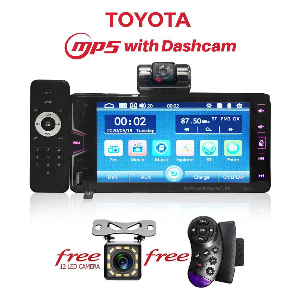 Toyota Mp5 Car Radio Stereo 7 inch Capacitive Touch Screen HD Bluetooth ...