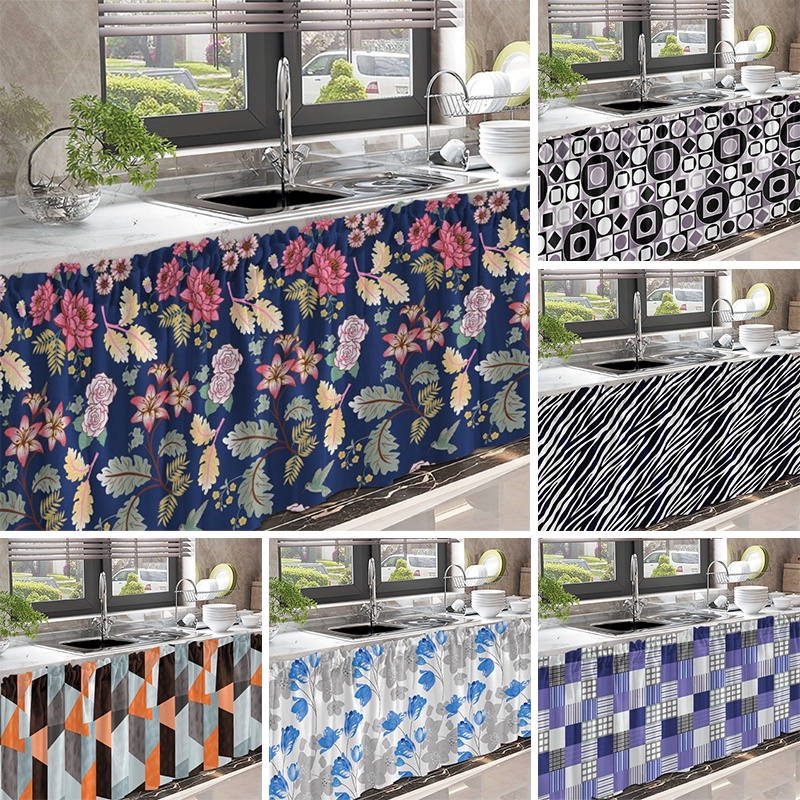 Lababo Short Curtain Kitchen Tiers Cabinet Half Window Curtain Window ...