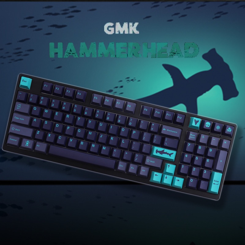 GMK Hammerhead Shark Keycaps, 129 Keys PBT Keycaps Cherry Profile DYE ...