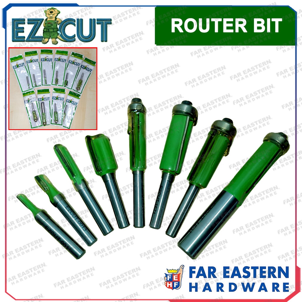 EZ CUT Router Bit Straight | Trimming | Flush Trim | V Groove Bits 1/4 ...