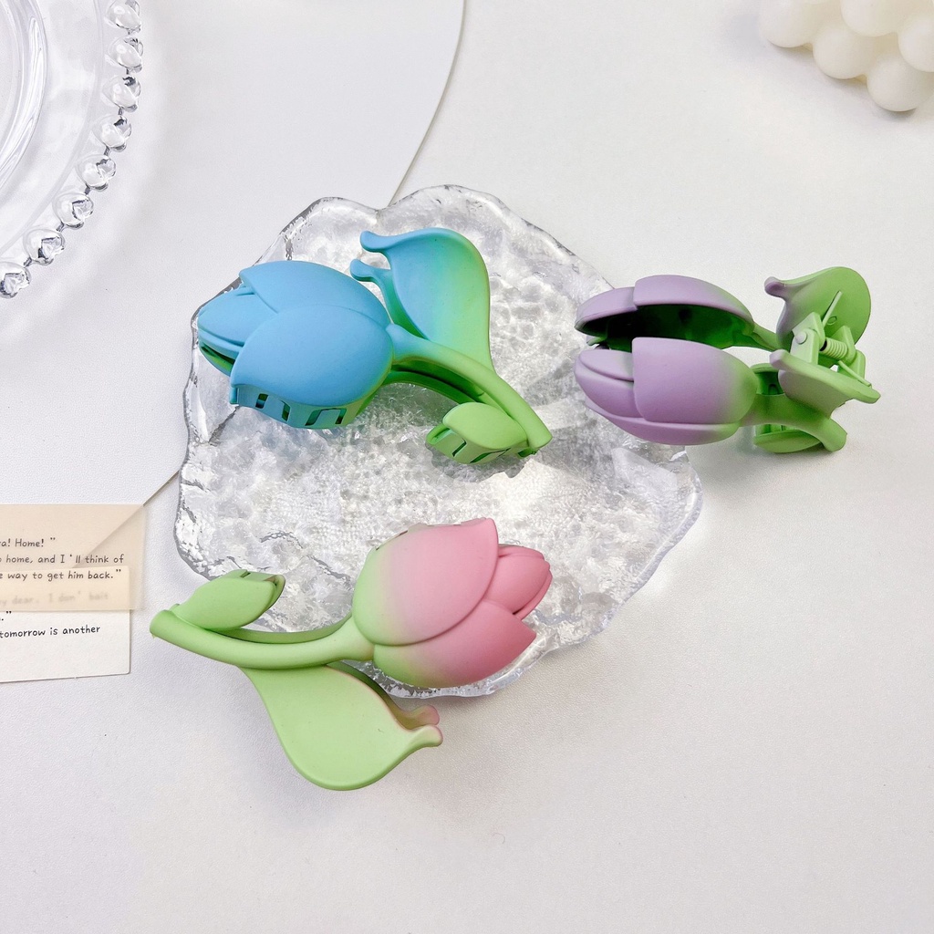 Double Color Matching Tulip Hair Clamp Woman Hair Claw Hair Accessories ...
