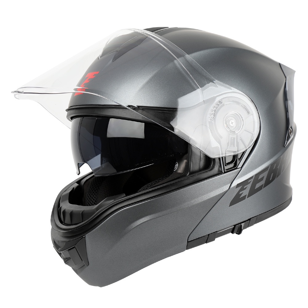 Zebra 869 Plain Men's Full Face Motorcycle Helmet Dual Visor Modular ...