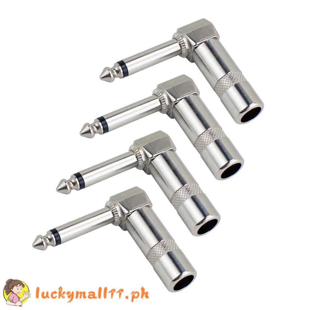 4pcs 6.35mm Right Angle Male Stereo Mono Plug Guitar Cable Audio ...