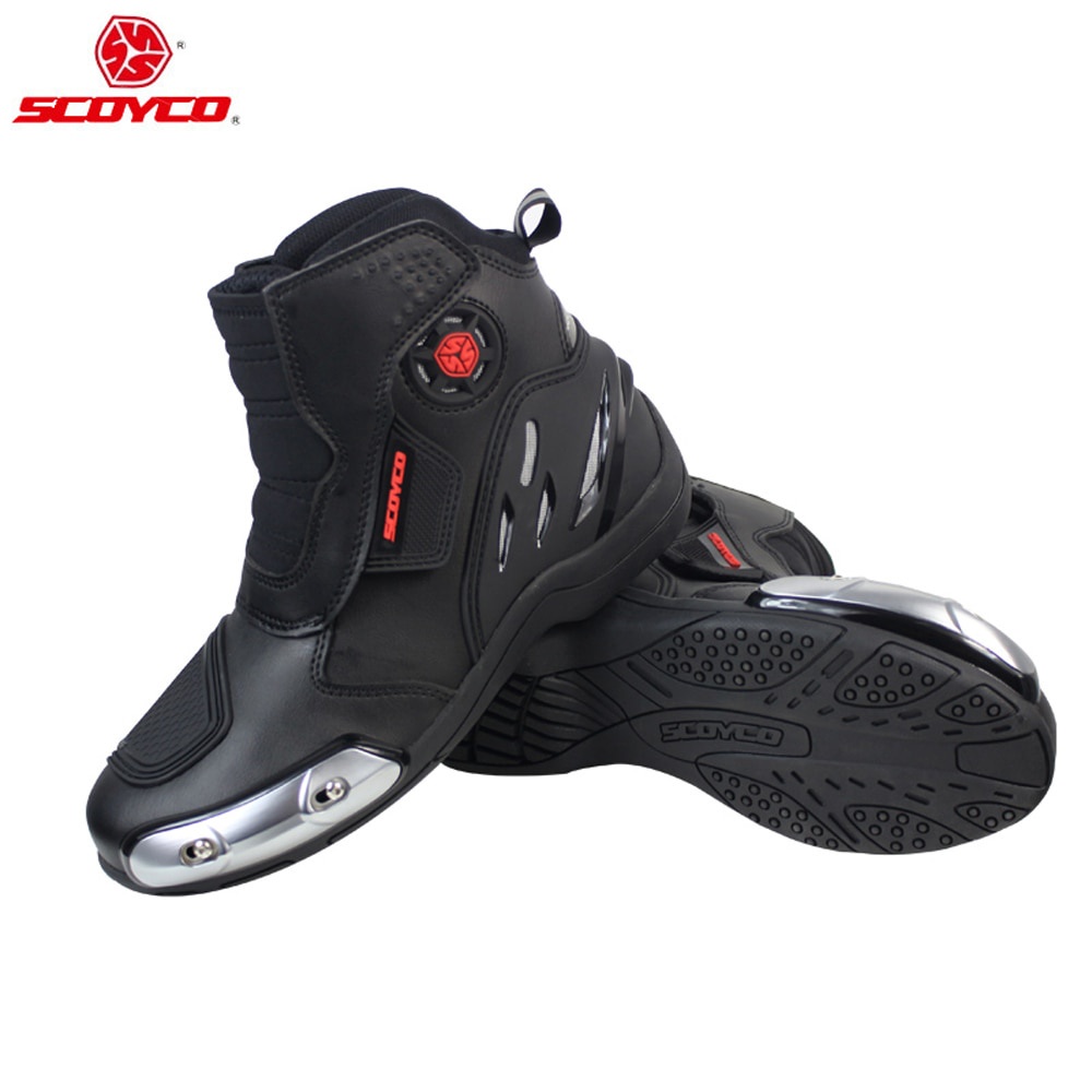 SCOYCO Motorcycle Shoes Moto Motorbike High Ankle Stainless Steel ...