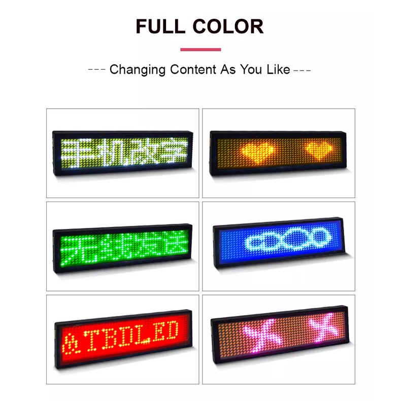 Rechargeable Bluetooth Digital LED Badge DIY Programmable Scrolling ...