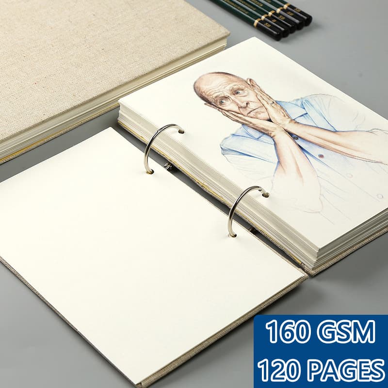 Drawing Painting Sketchbook Retro Linen Hardcover Refillable Notebook ...