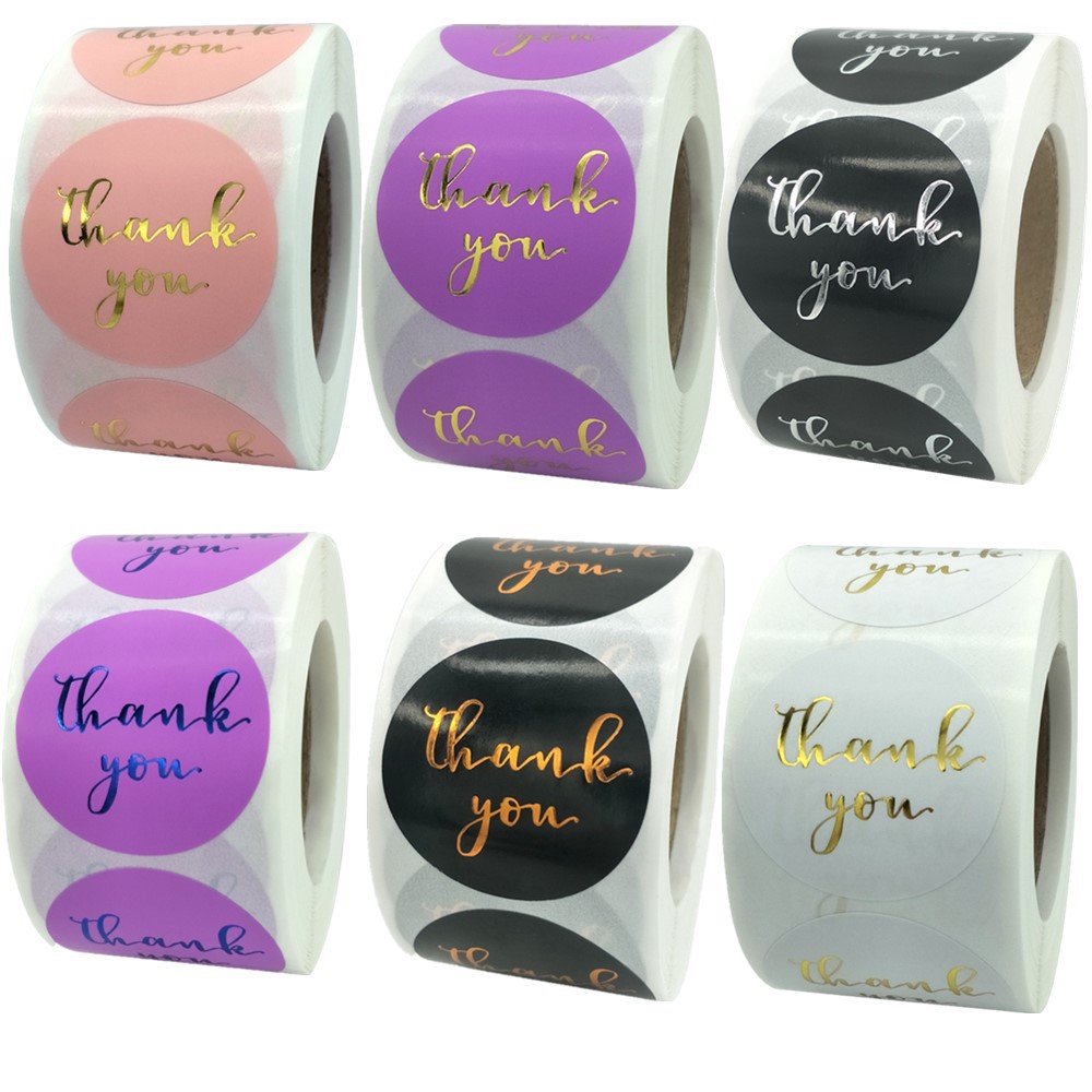 Thank You Label Sticker 1.5" Round with Gold and White Heart 500 Labels ...