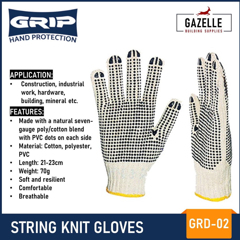 Grip Safety Gloves Cotton Comfort Stretchable - PU Coated Black Gloves ...