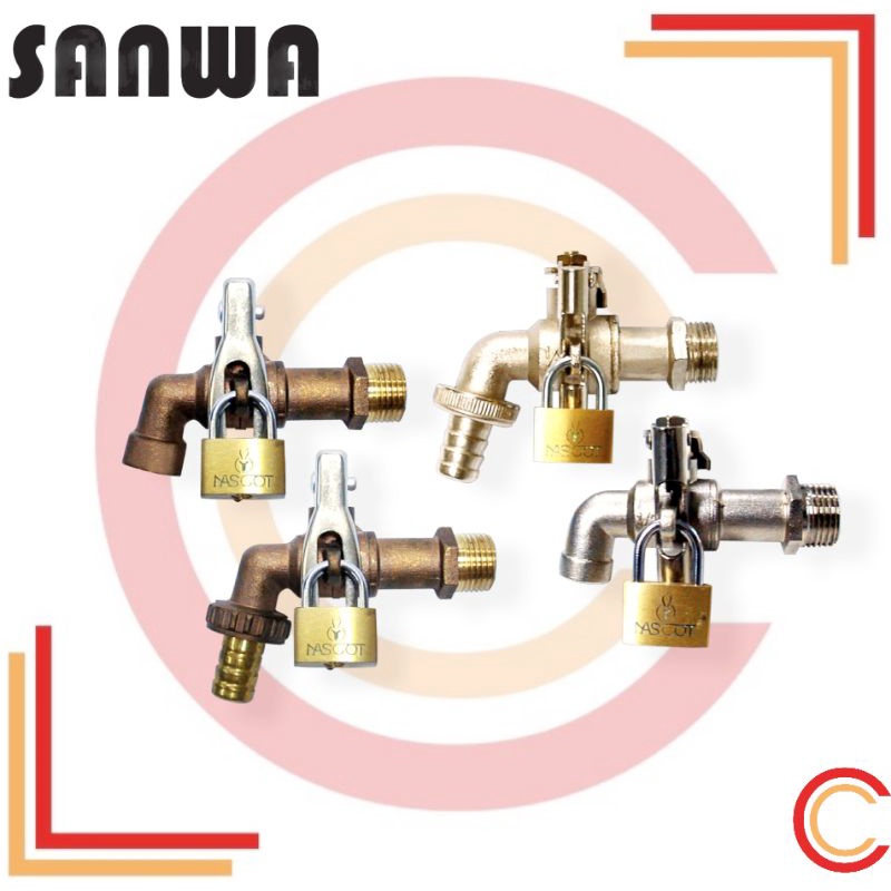 SANWA SOLID BRASS BALL FAUCET With 3 KEY PADLOCK & TEFLON - HOSE BIBB ...