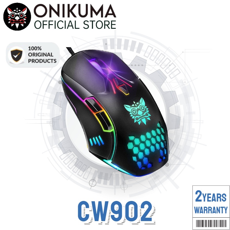 RK ROYAL KLUDGE Onikuma Cw902 Configurable RGB Led Light Wired Gaming Mouse Black/Pink/White ...