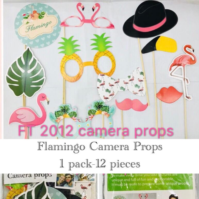 Flamingo Photo Booth Props Camera Props for Flamingo Theme Party (12pcs ...