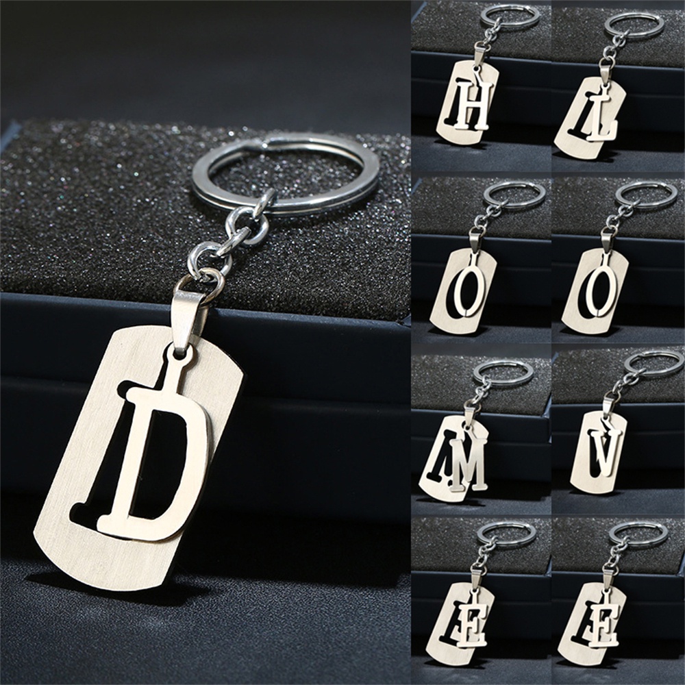 A-Z Letters Key Chain For Name Silver Color Steel Keychain Charms Women ...